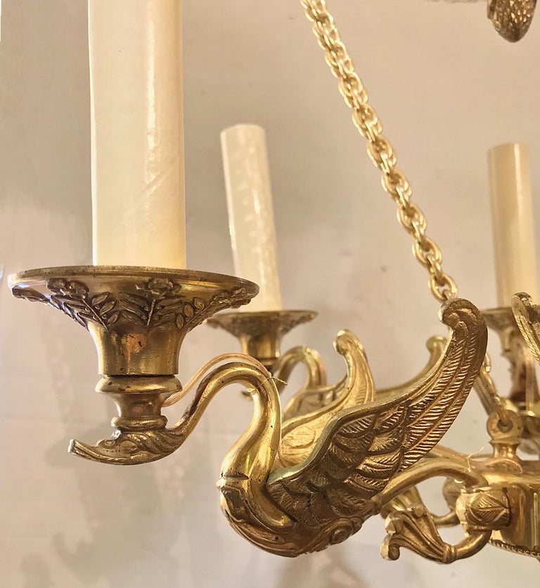 Gilt Bronze Chandelier with Crystal Insets For Sale at 1stDibs