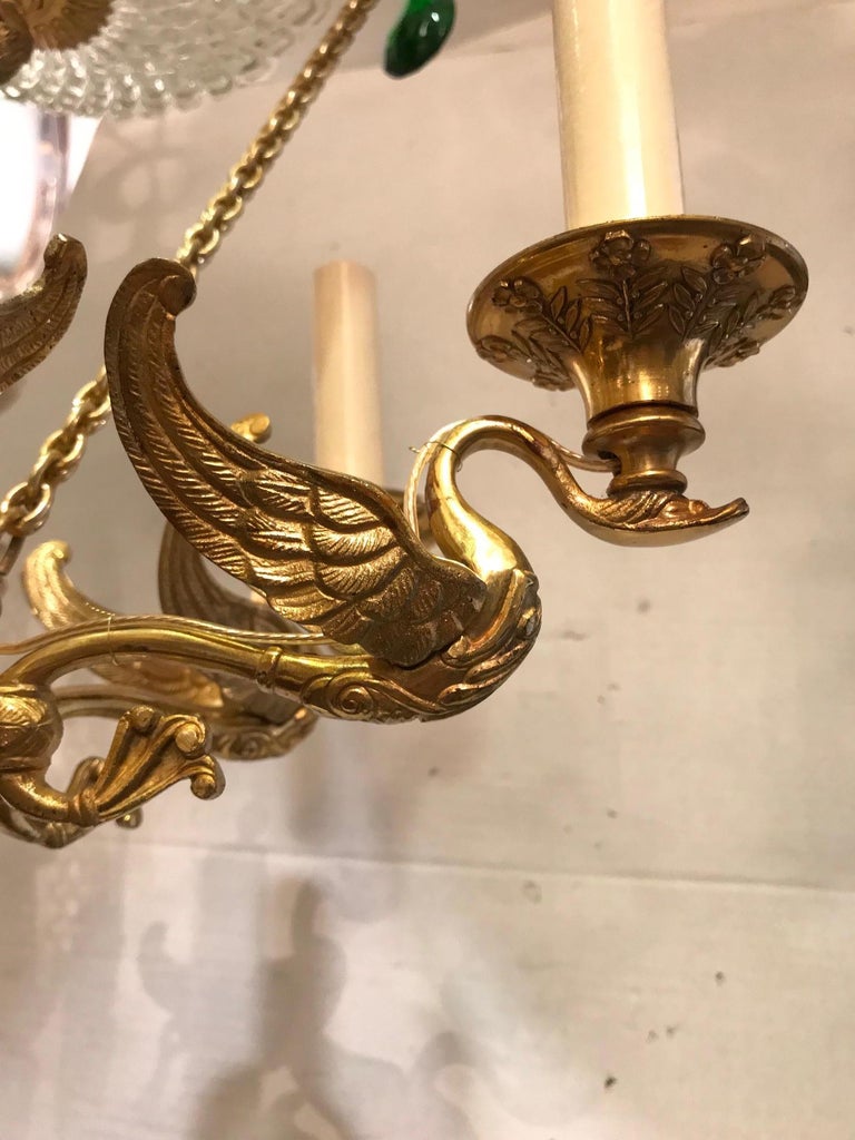 Gilt Bronze Chandelier with Crystal Insets For Sale at 1stDibs