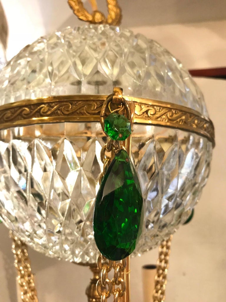 Gilt Bronze Chandelier with Crystal Insets For Sale at 1stDibs