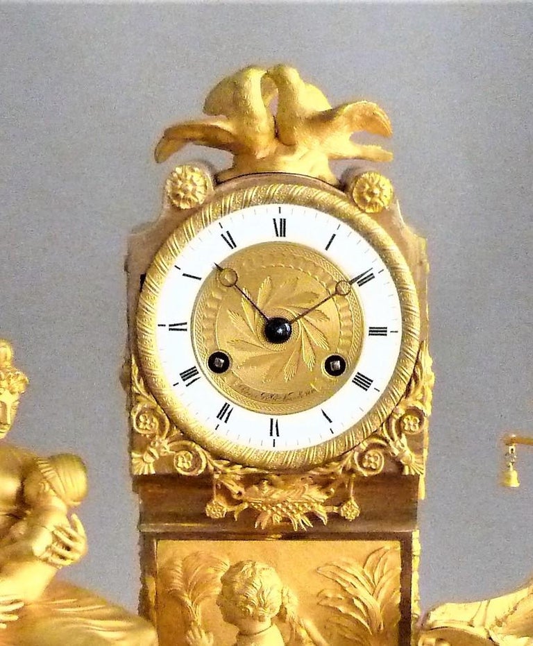 Gilt Bronze Clock "Commemoration of the Birth of the Duke of Bordeaux ...