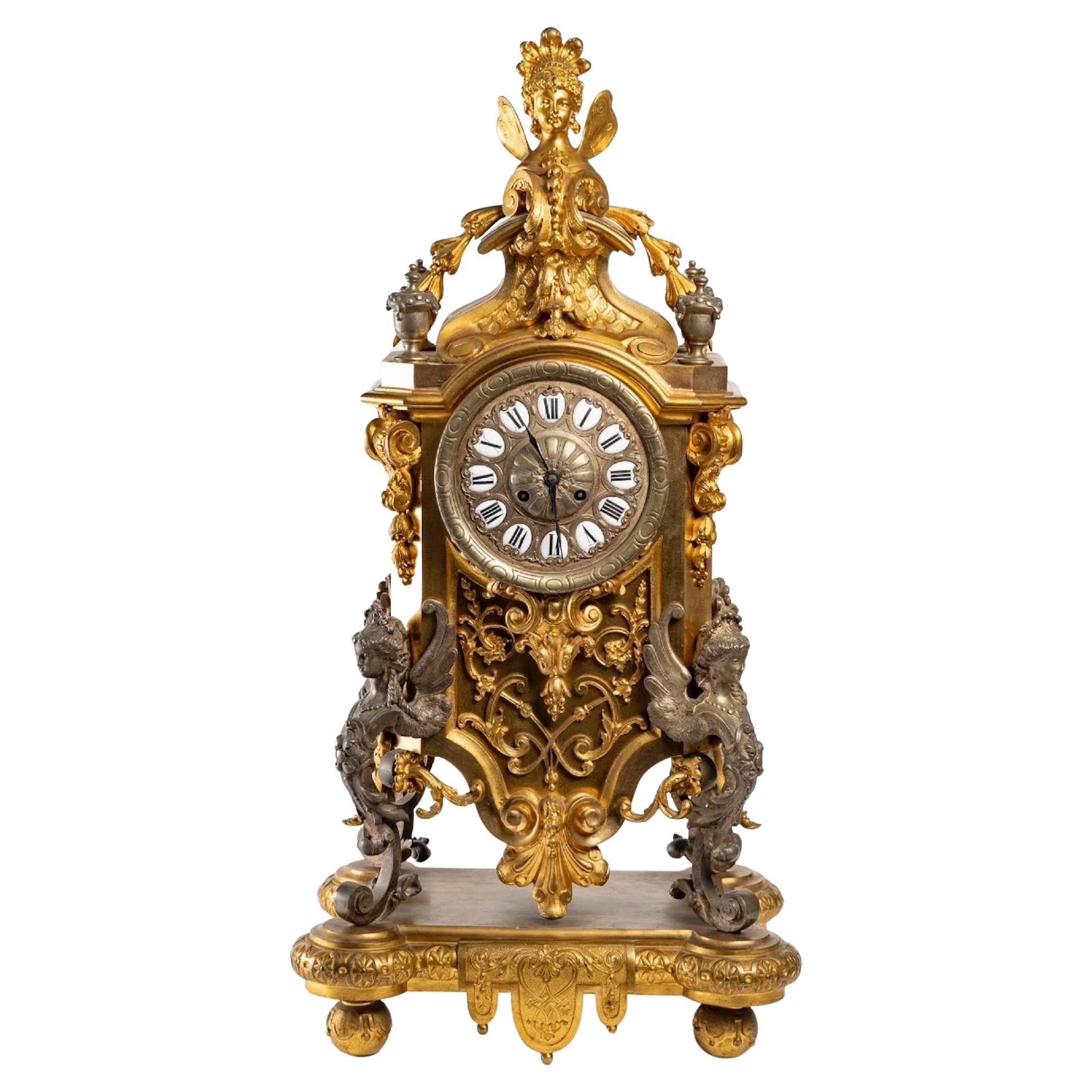Important Gilt Bronze Clock For Sale at 1stDibs