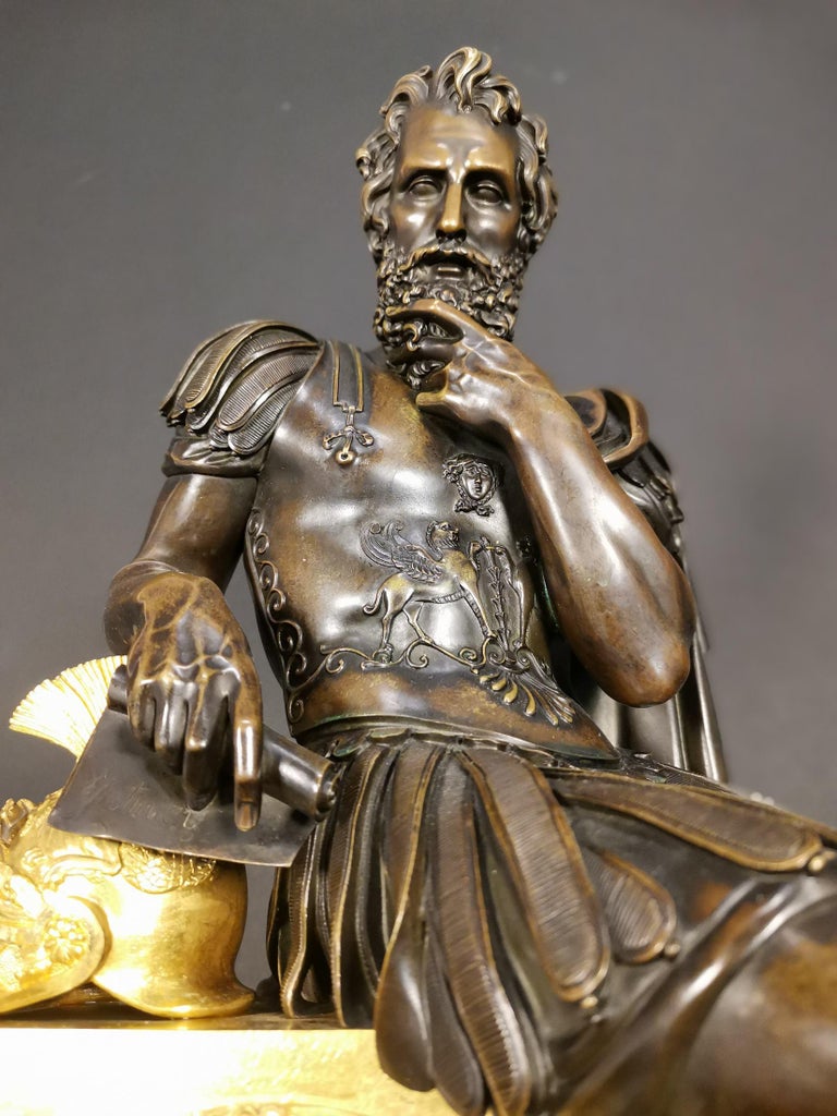 Gilt Bronze Clock Representing Emperor Justinian, Restoration Period ...