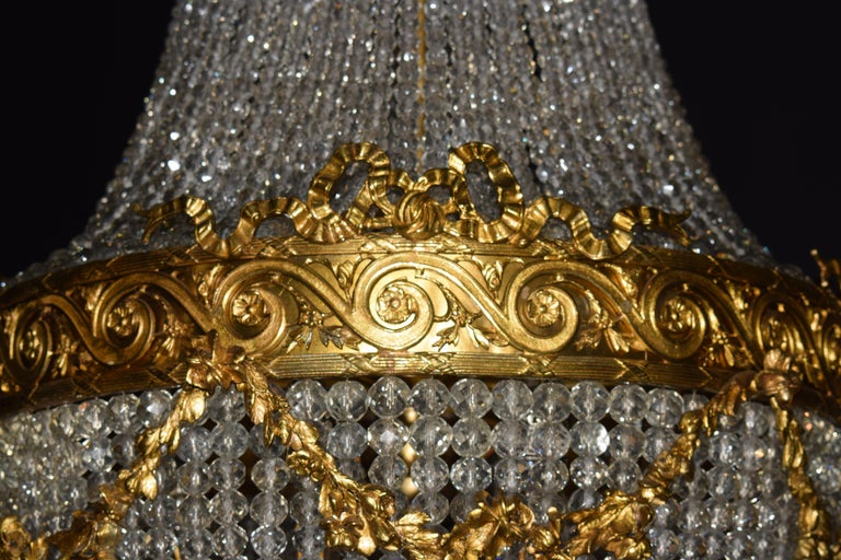 Gilt Bronze and Crystal "Basket" Chandelier For Sale at 1stDibs