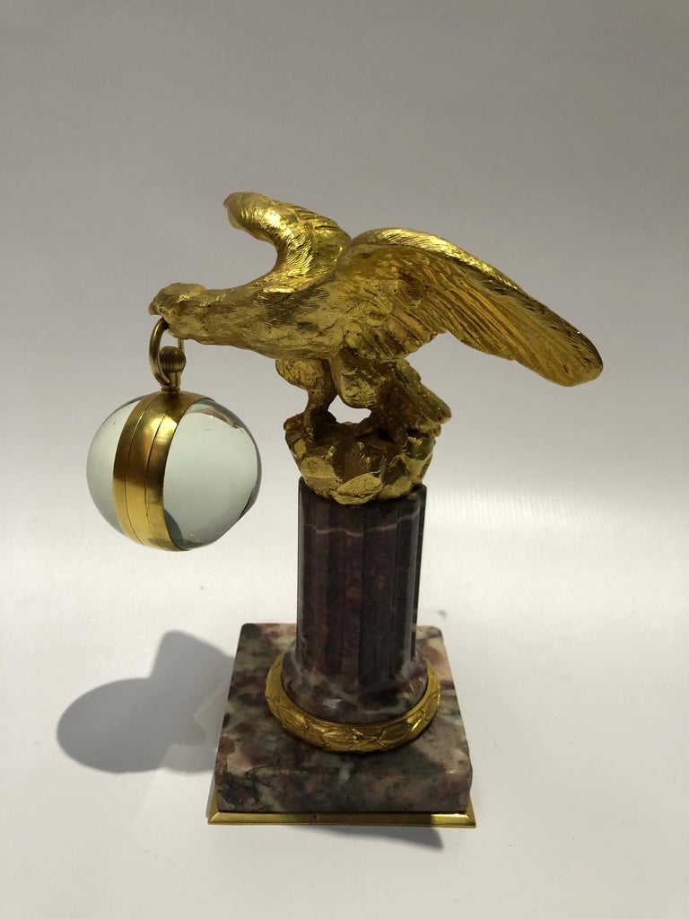 Gilt Bronze Eagle and Marble Ball Clock, France, circa 1900 For Sale at ...