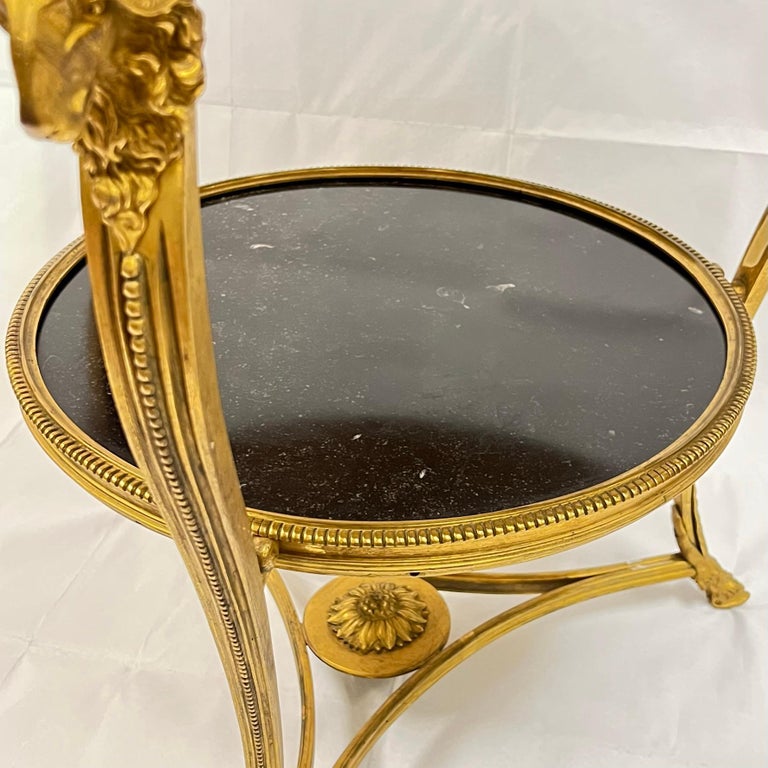 Gilt Bronze Neoclassical Gueridon Table with Charcoal Marble Top For ...