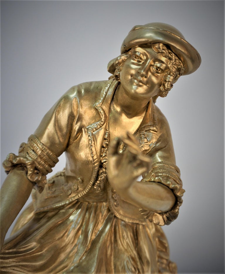 Gilt Bronze Sculpture of a Woman Dance by Claire Jeanne Roberte Colinet ...