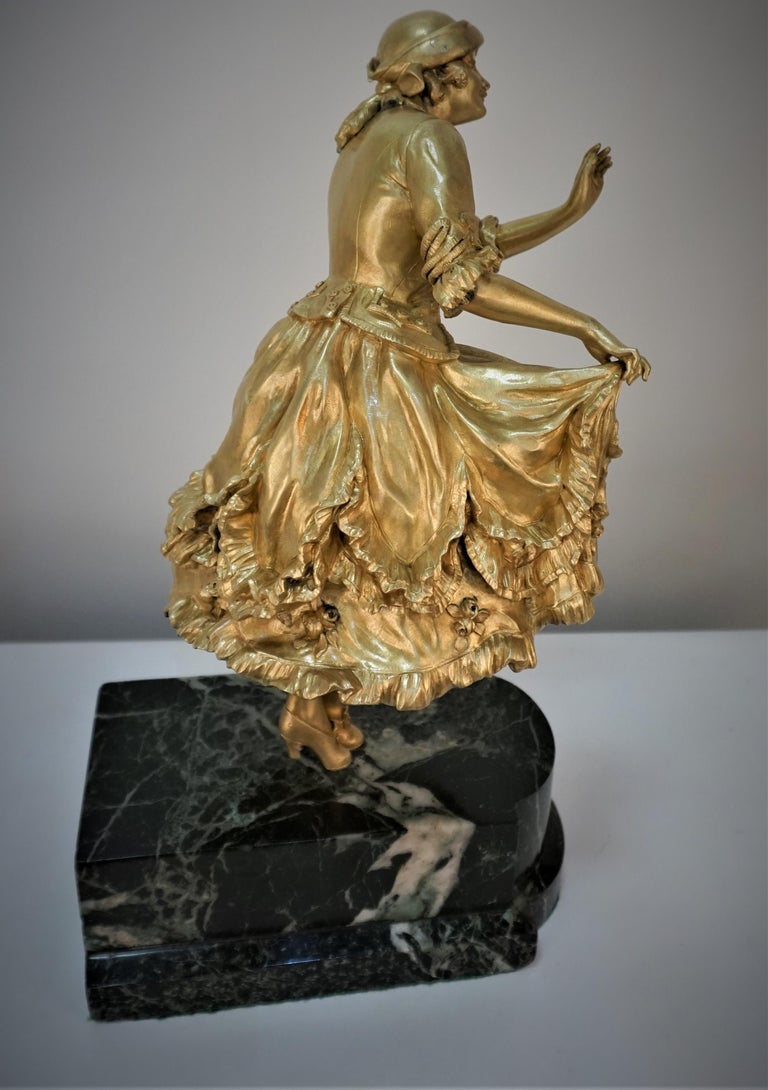 Gilt Bronze Sculpture of a Woman Dance by Claire Jeanne Roberte Colinet ...