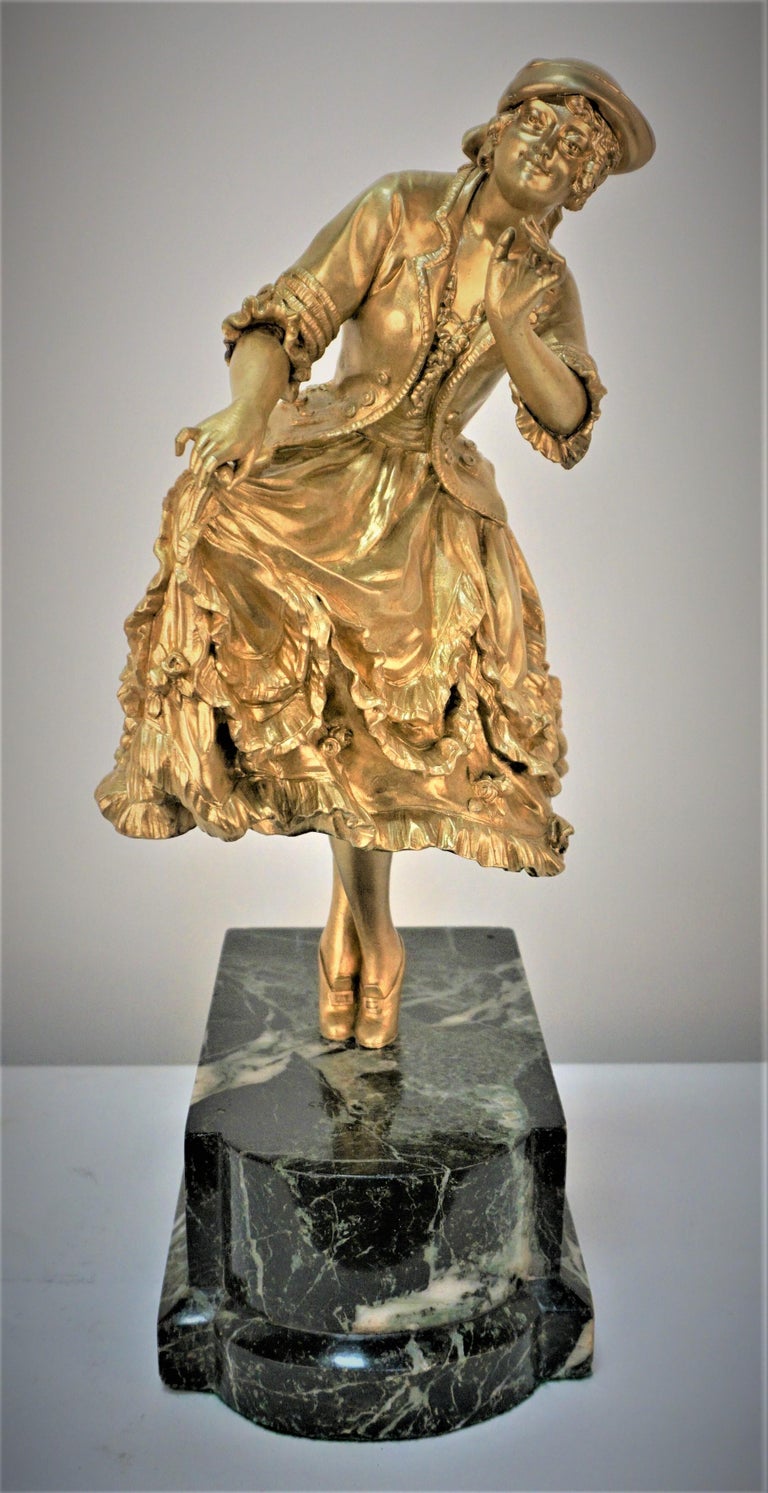 Gilt Bronze Sculpture of a Woman Dance by Claire Jeanne Roberte Colinet ...