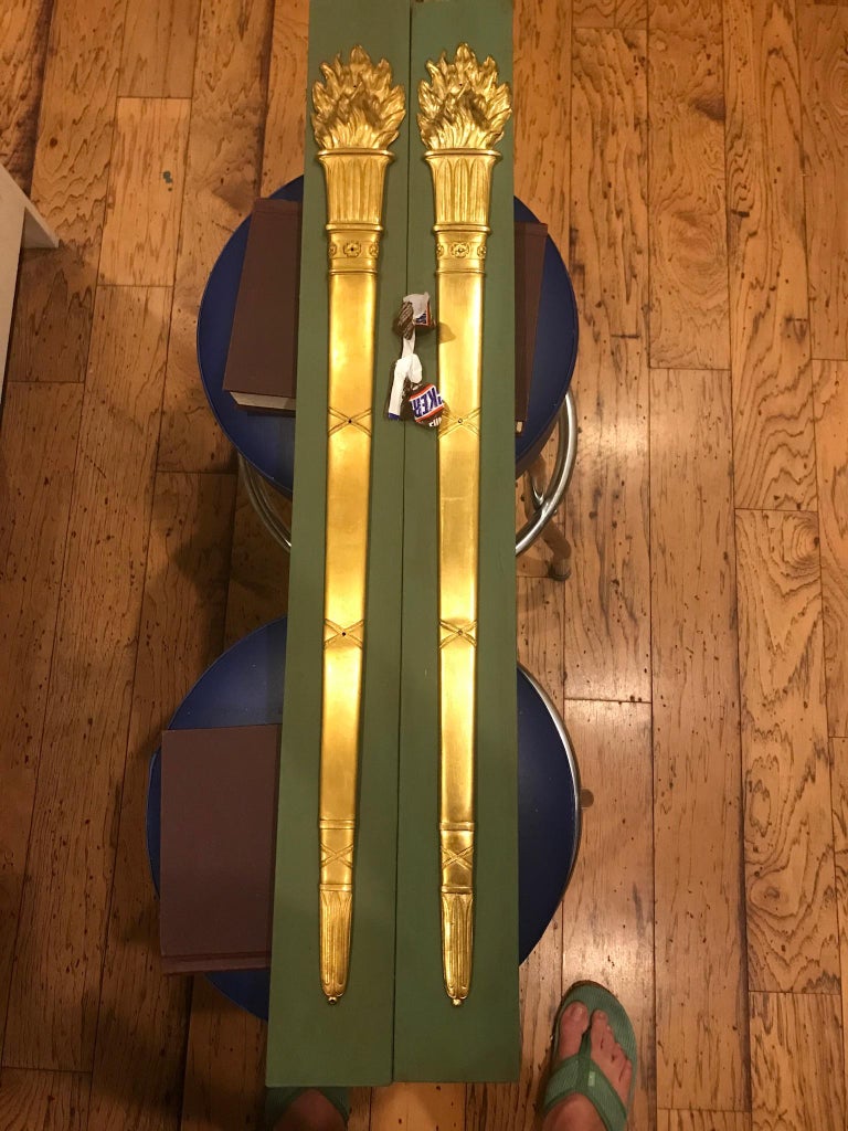 Gilt Bronze Torches in Quiver Form Mounted as Appliqués Signed P. E ...