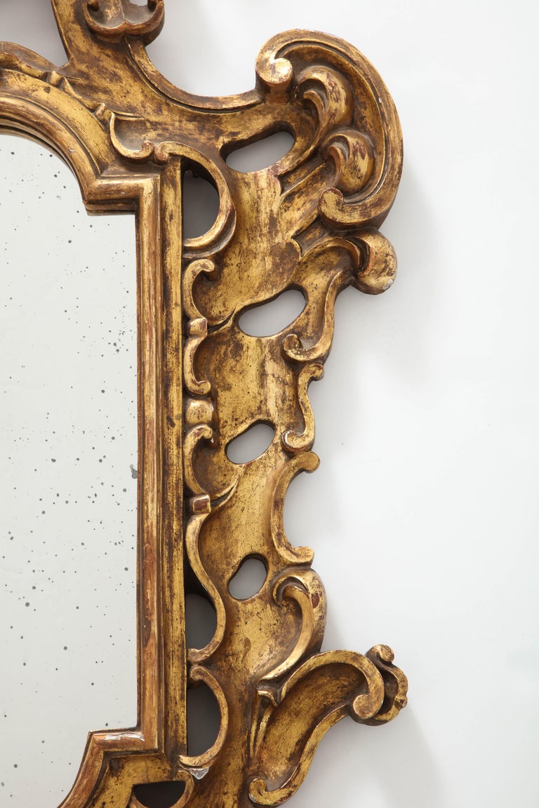 Gilt Carved Wood Baroque Mirror For Sale at 1stDibs