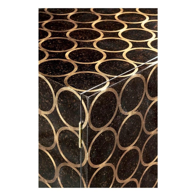 Gilt Circle Modern Cabinet For Sale at 1stDibs