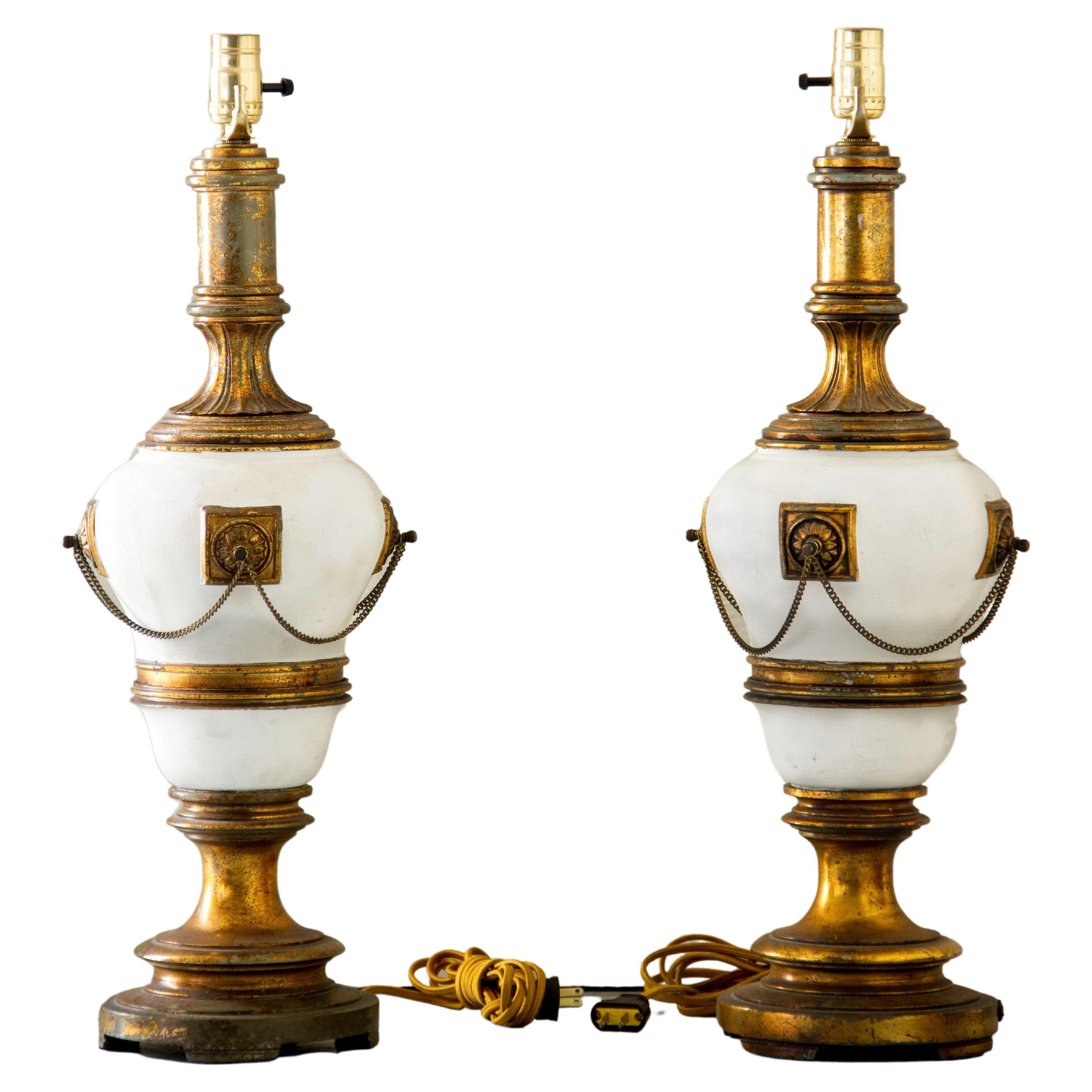 Gilt French Empire Neo Classical White Cast Bronze Milk Glass Table ...