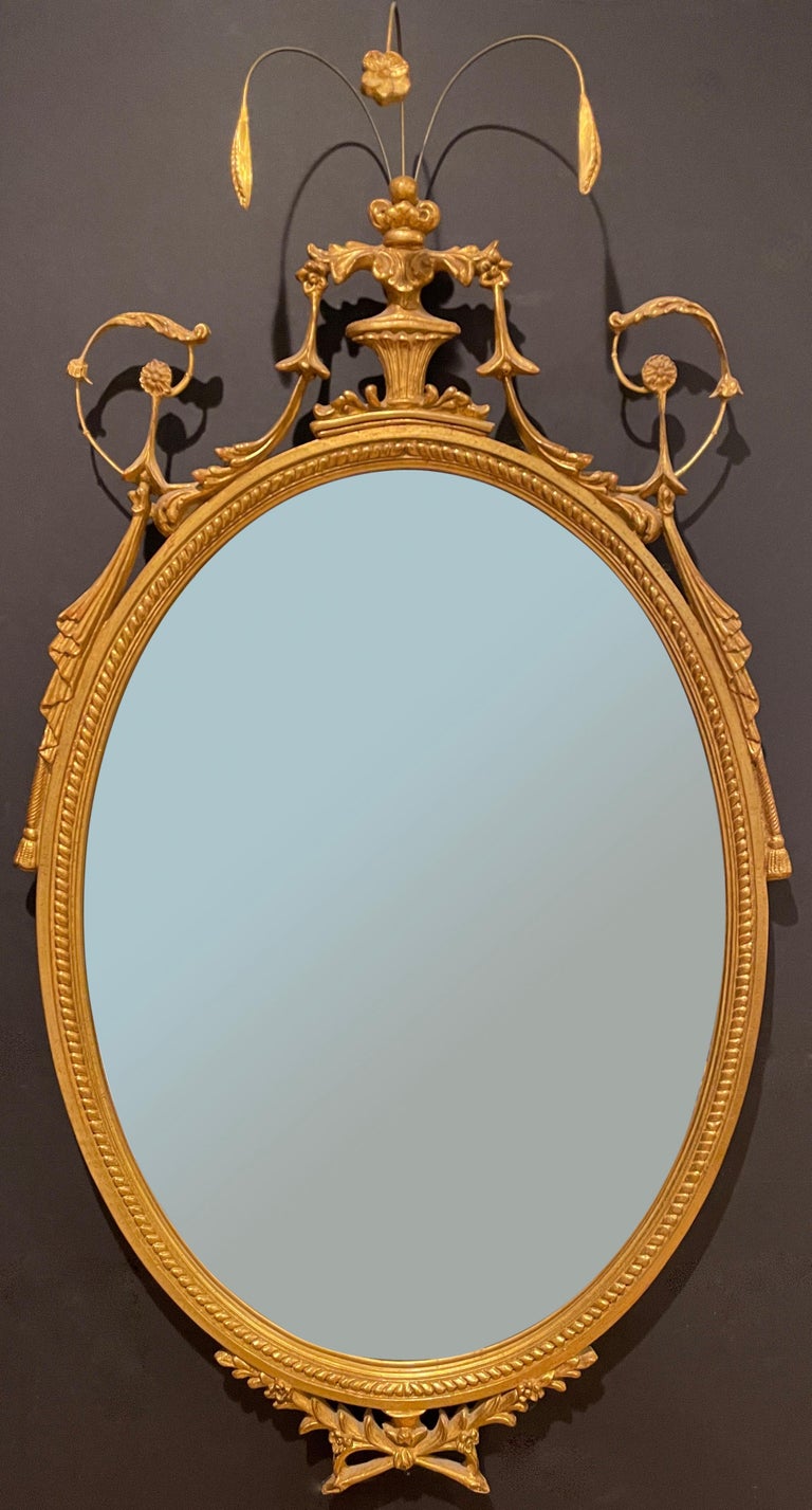 Gilt Georgian Hepplewhite Style Oval Mirror For Sale at 1stDibs