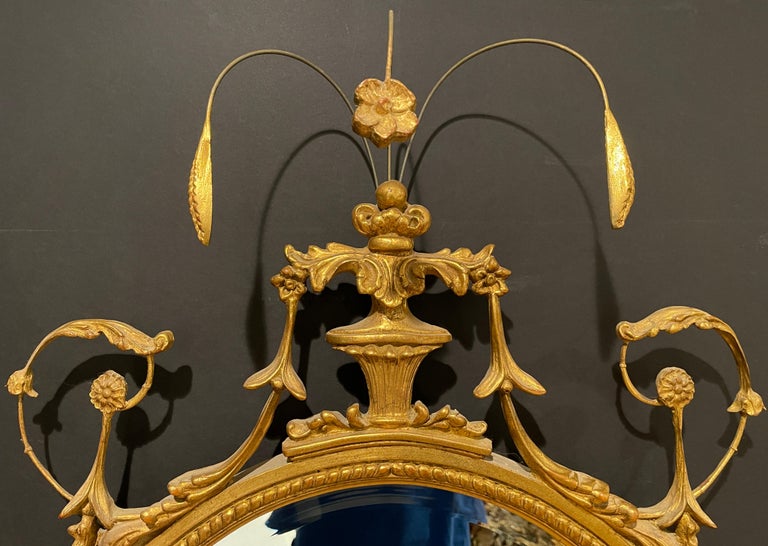 Gilt Georgian Hepplewhite Style Oval Mirror For Sale at 1stDibs
