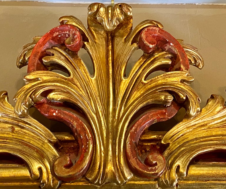 Gilt Gold and Paint Decorated Hollywood Regency Style Mirror Floral ...