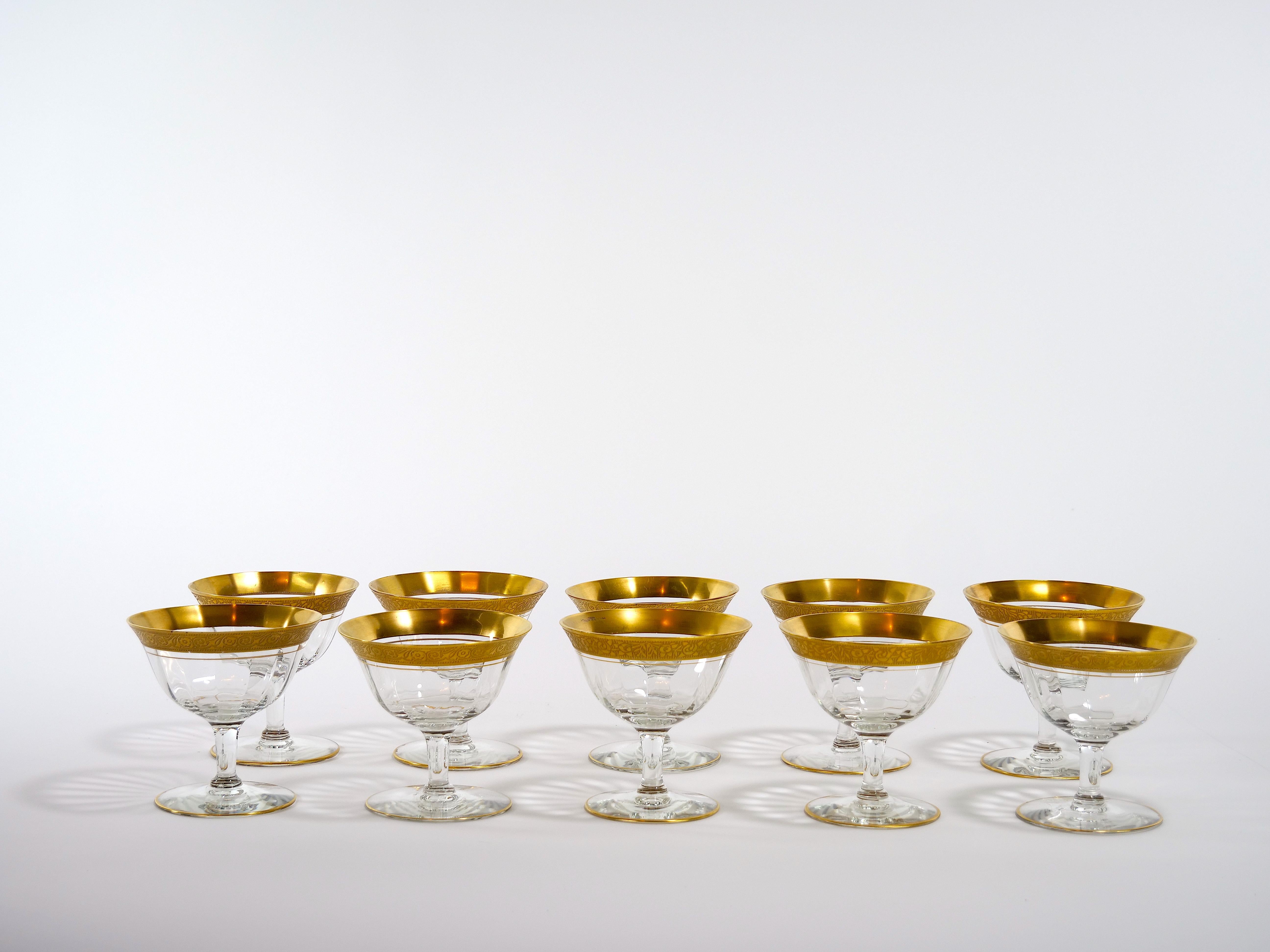 Gilt Gold Trim Dessert Coupe Service / Ten People at 1stDibs