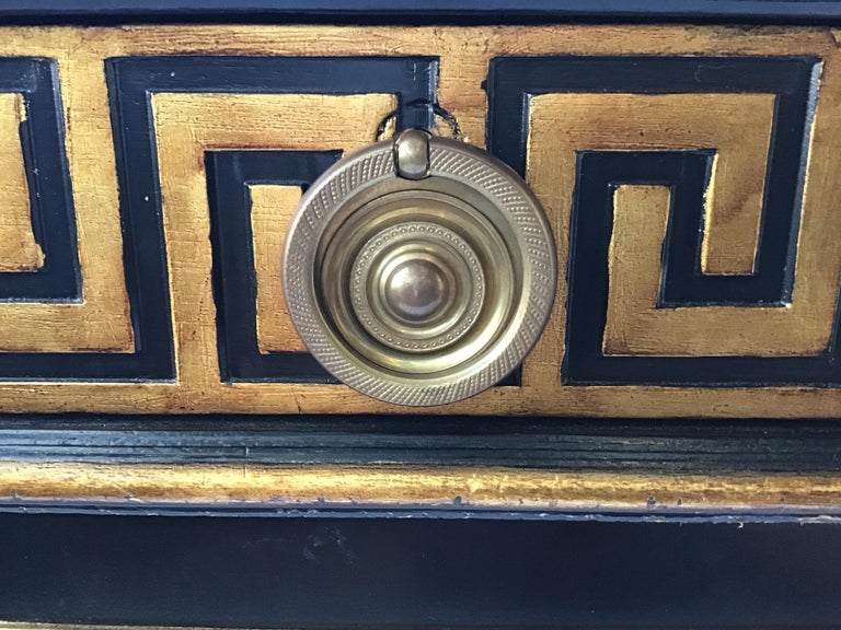 Gilt Greek Key Desk with Leather Top For Sale at 1stDibs