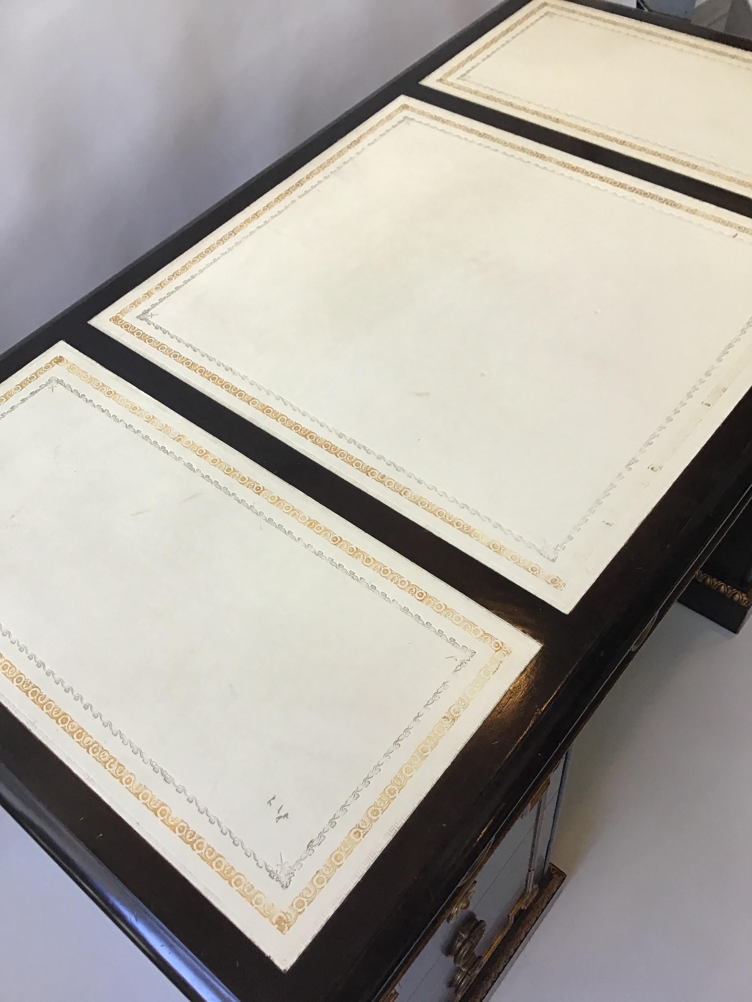 Gilt Greek Key Desk with Leather Top at 1stDibs | greek desk, desk in greek
