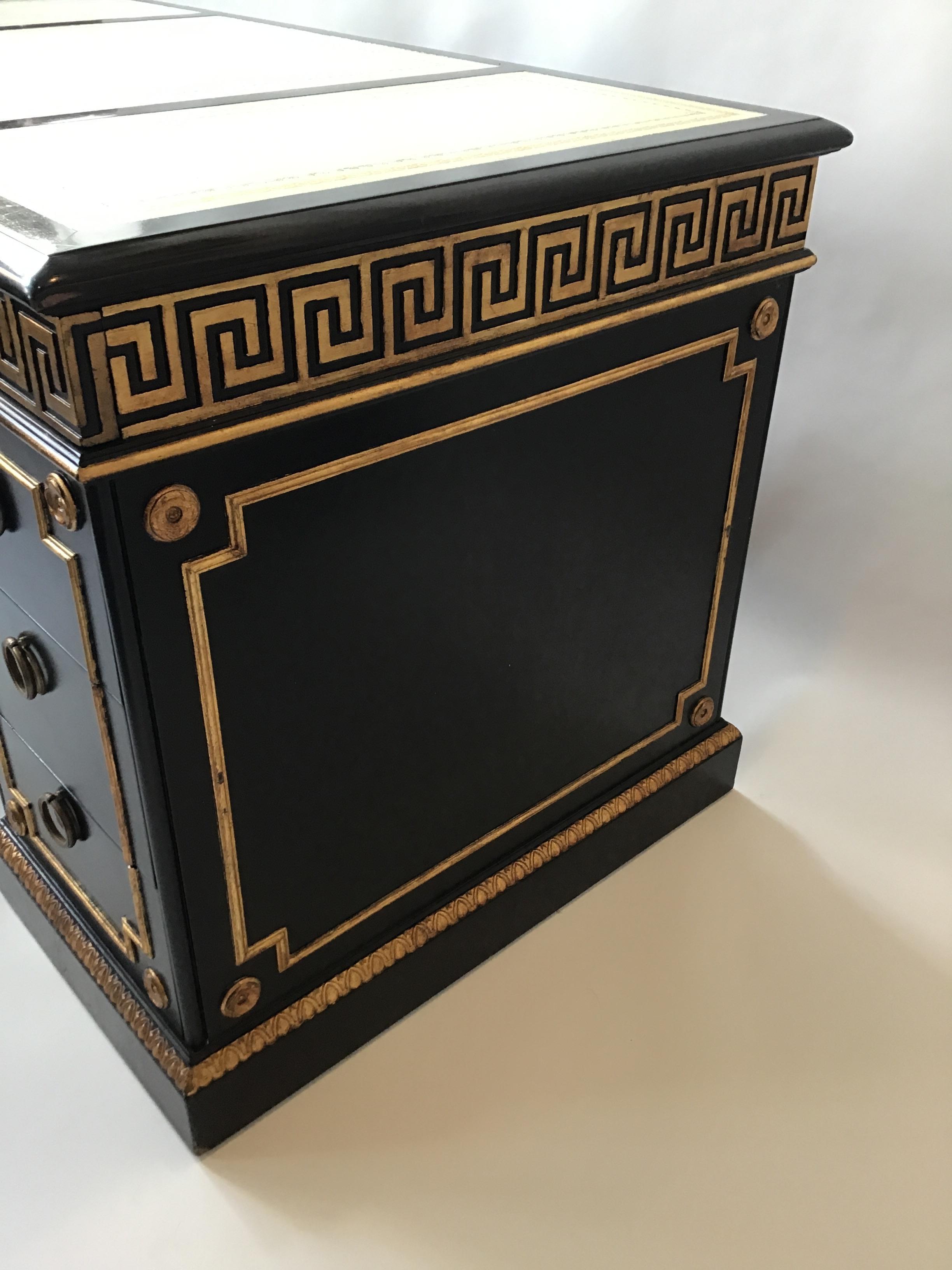 Gilt Greek Key Desk with Leather Top at 1stDibs | greek desk, desk in greek