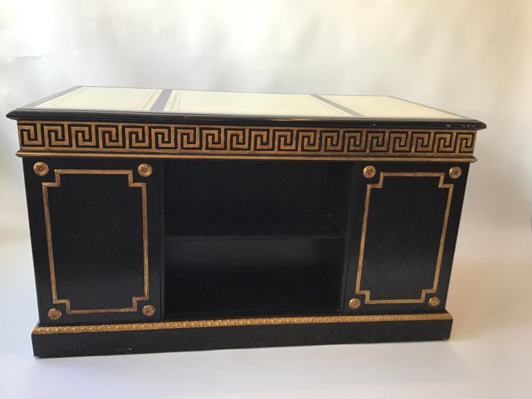 Gilt Greek Key Desk with Leather Top For Sale at 1stDibs