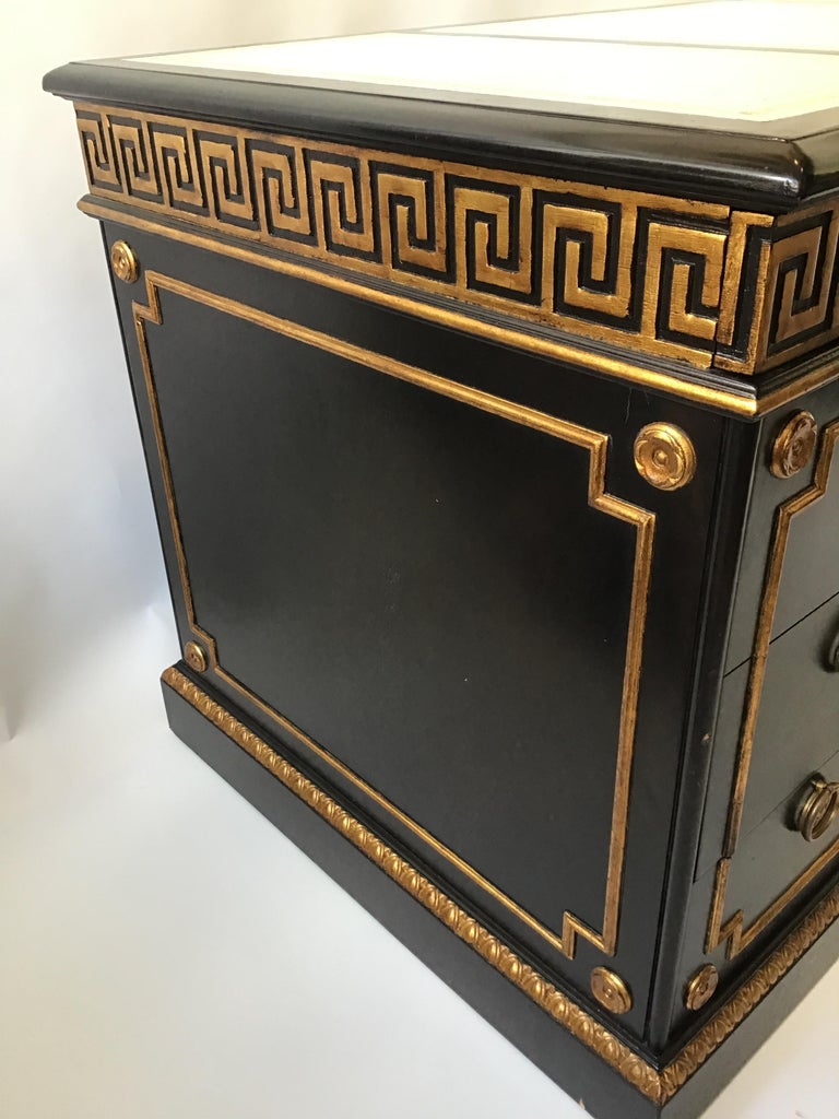 Gilt Greek Key Desk with Leather Top For Sale at 1stDibs