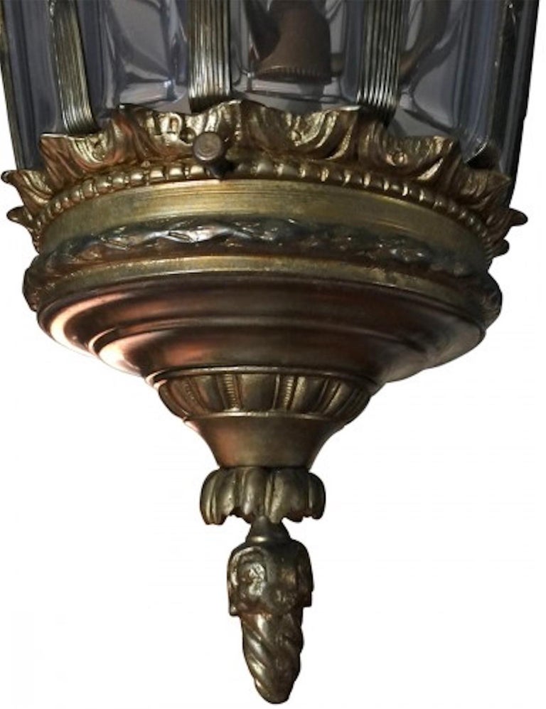 Gilt Hanging Lantern with Ceiling Escutcheon For Sale at 1stDibs