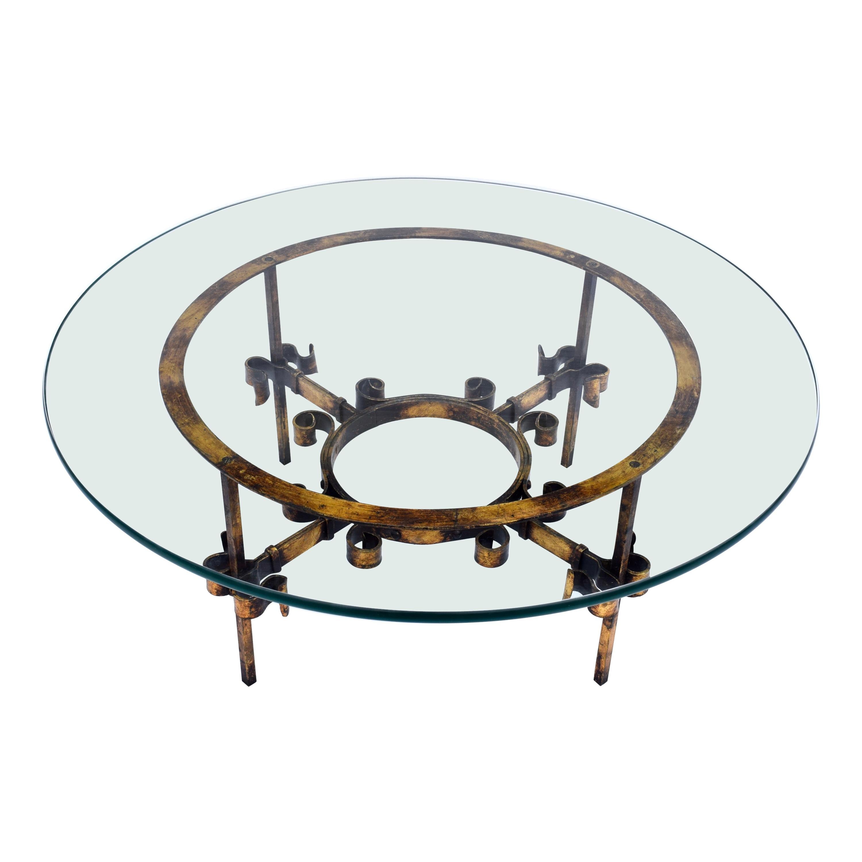 Gilt Iron Coffee Table in The Manner of Gilbert Poillerat at 1stDibs