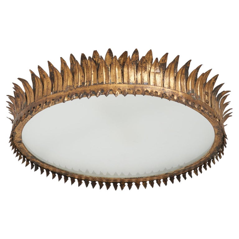 Gilt Iron Crown Ceiling Flush Light For Sale at 1stDibs