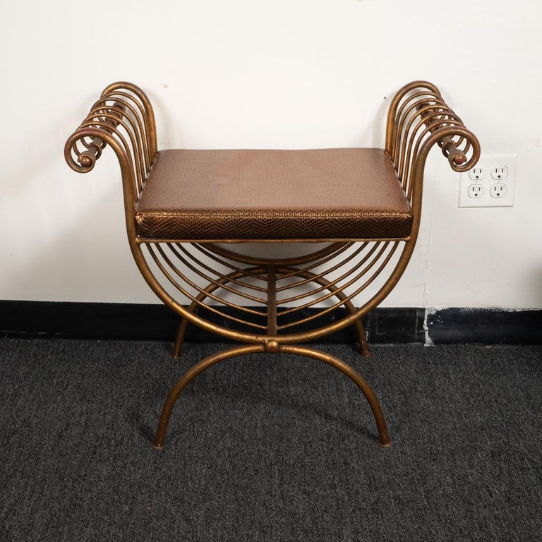 Gilt Iron Neo Classical Bench For Sale at 1stDibs