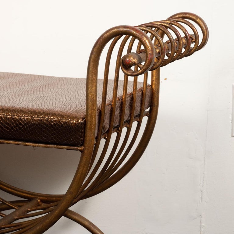 Gilt Iron Neo Classical Bench For Sale at 1stDibs