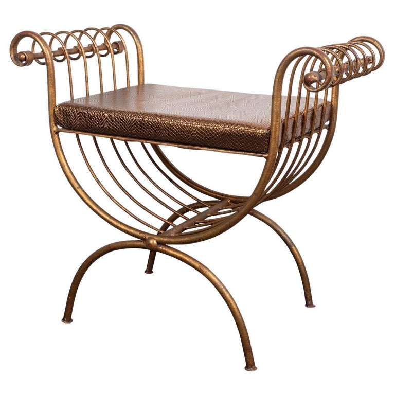 Gilt Iron Neo Classical Bench For Sale at 1stDibs