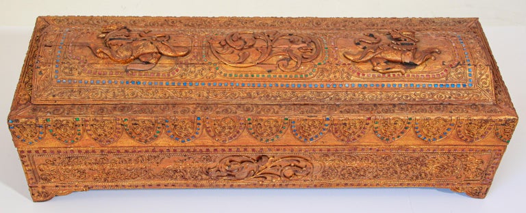 Gilt Lacquer Wood Manuscript Storage Box Burma 19th Century For Sale at ...