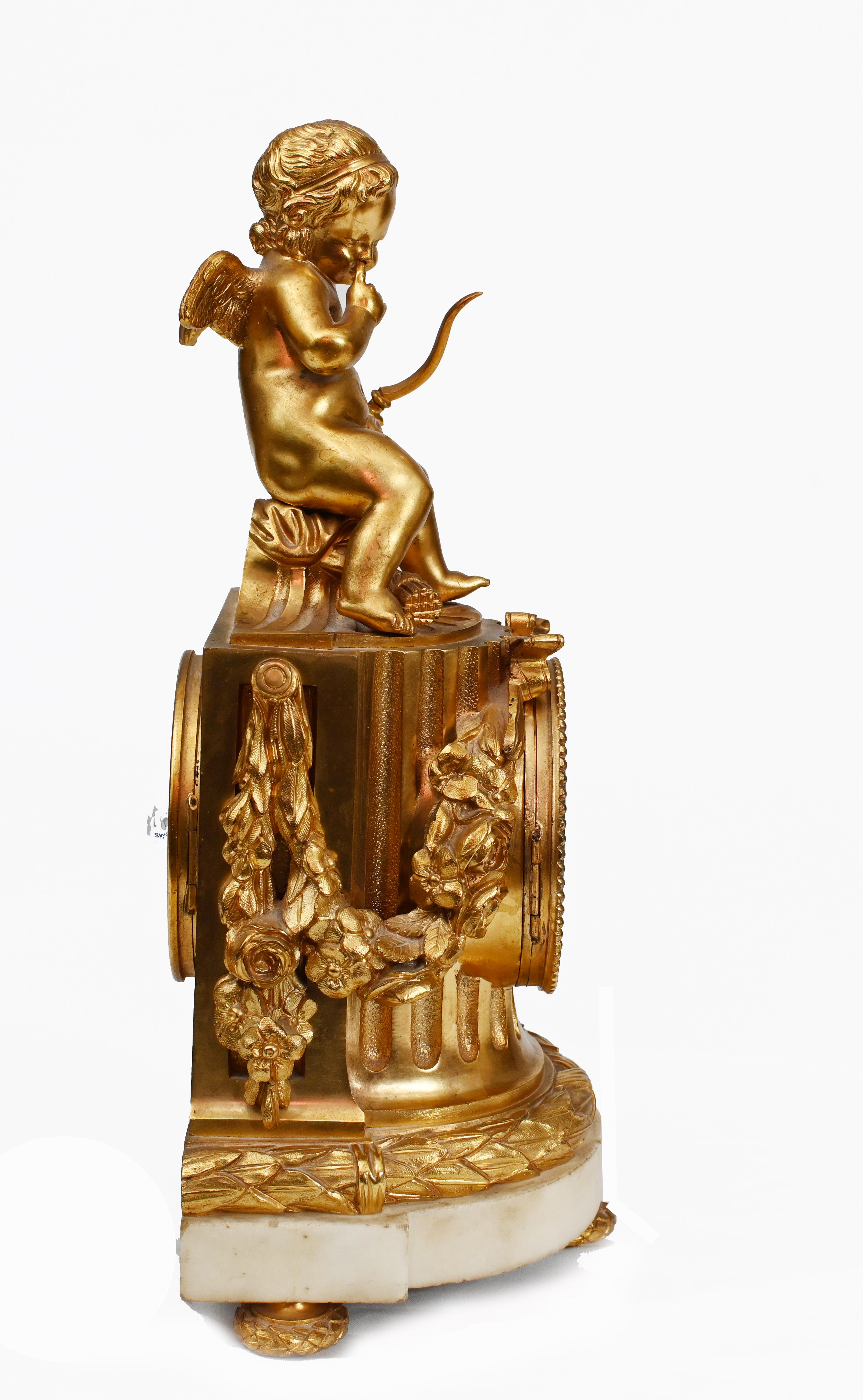 Gilt Mantle Clock French Cherub Ormolu Antique Timepiece at 1stDibs