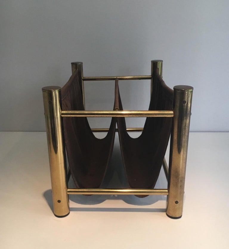 Gilt Metal and Fabric Magazine Rack. French Work. Circa 1970 For Sale ...