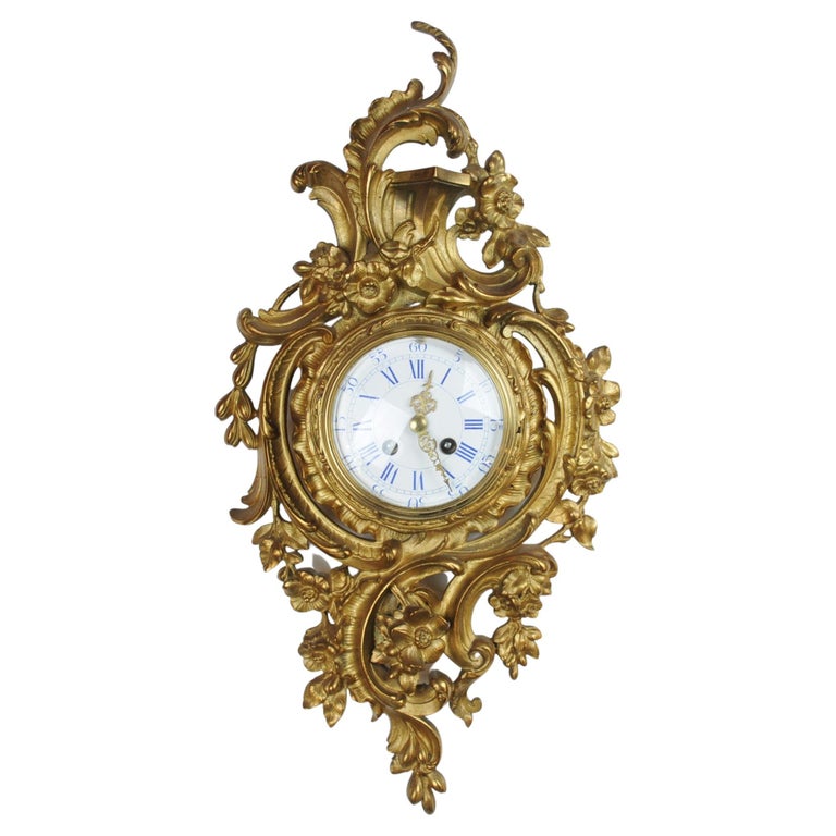 Gilt Metal Cartel Wall Clock For Sale at 1stDibs