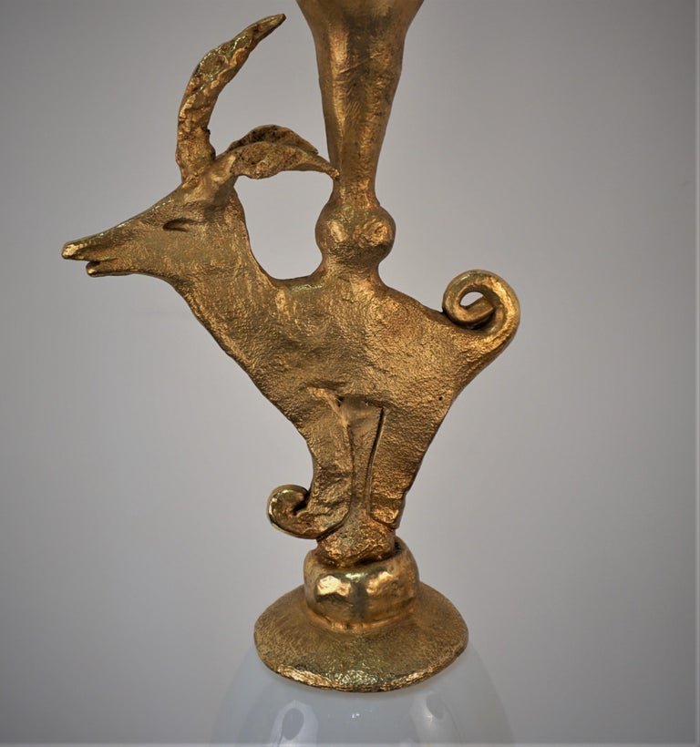 Gilt Metal Ceramic Lamp by Pierre Casenove for Fondica For Sale at 1stDibs