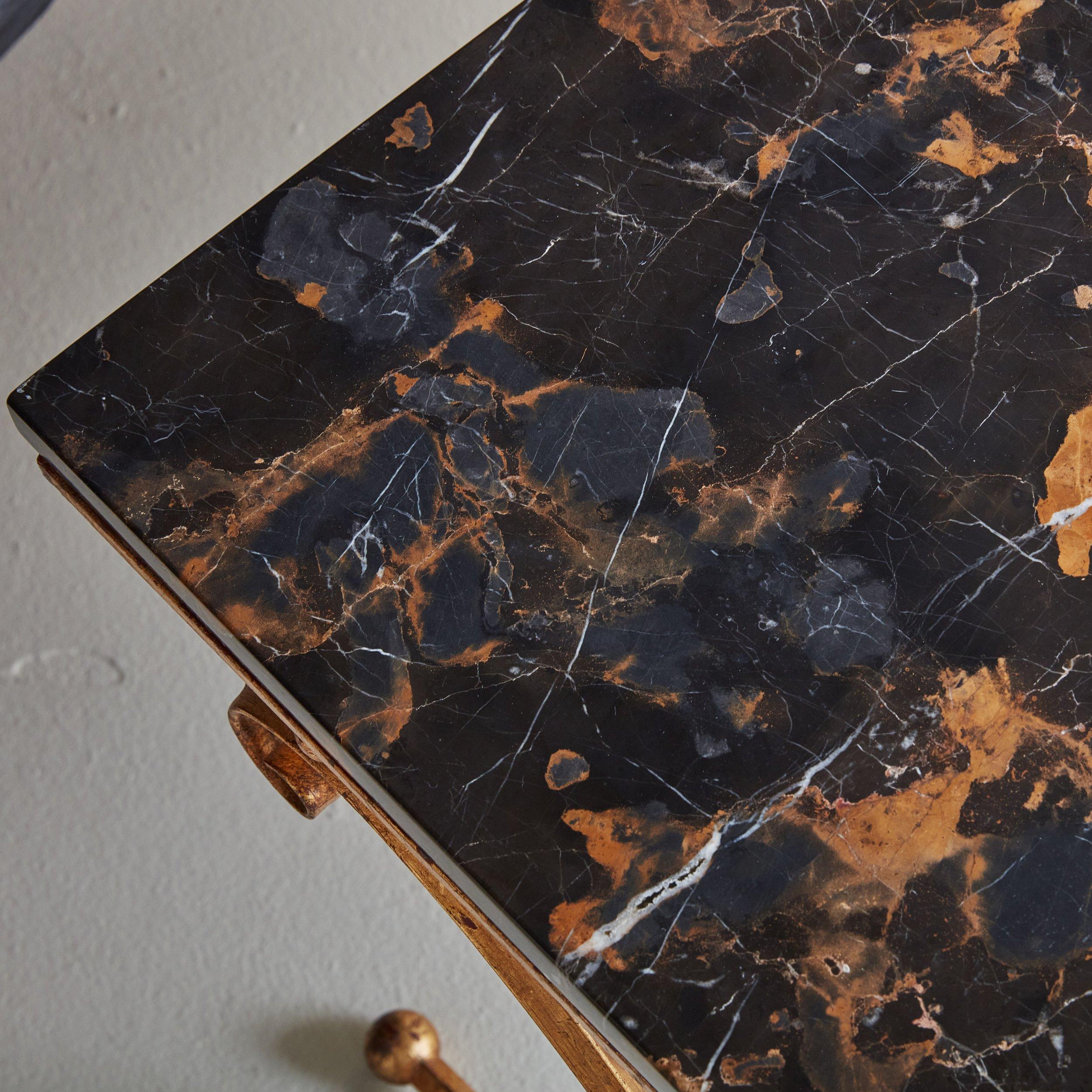 Gilt Metal Coffee Table with Portoro Black Marble Top, Italy 20th ...