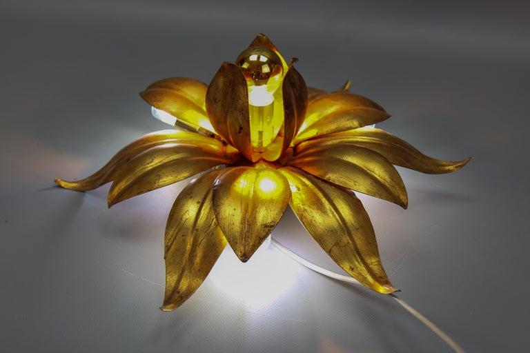 Gilt Metal Flower Shaped Four-Light Flush Mount or Wall Light For Sale ...