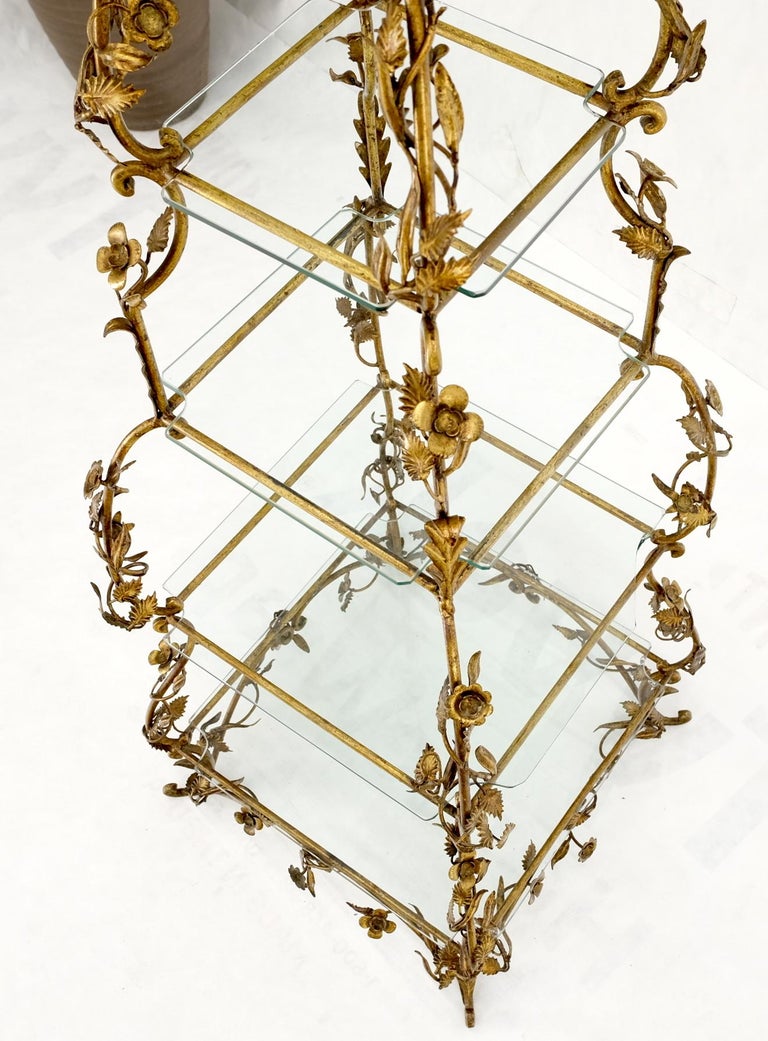 Gilt Metal Flowers Decorated Italian Pyramid Shape Display Shelves ...