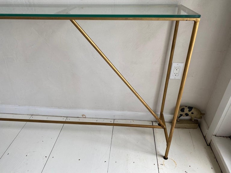 Custom Gilt Metal Iron Base Console Table at 1stDibs