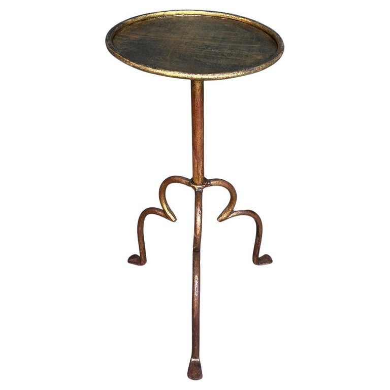 Gilt Metal Side Table with a Fancy Tripod Base For Sale at 1stDibs