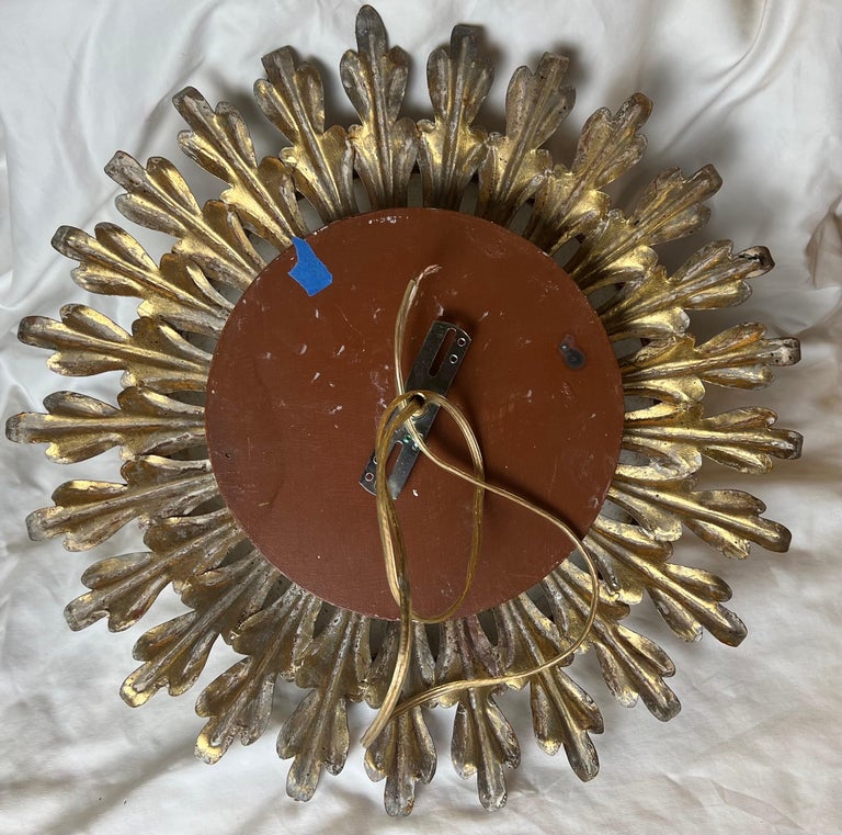 Gilt Metal Sunburst Ceiling Fixture by MLA For Sale at 1stDibs