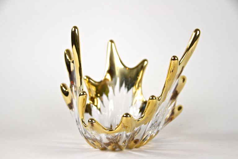 Gilt Mid Century Murano Glass Bowl "Splash" by Fratelli Toso, Italy ...