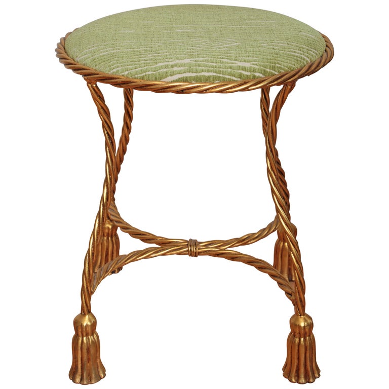 Gilt Rope and Tassel Vanity Stool at 1stDibs