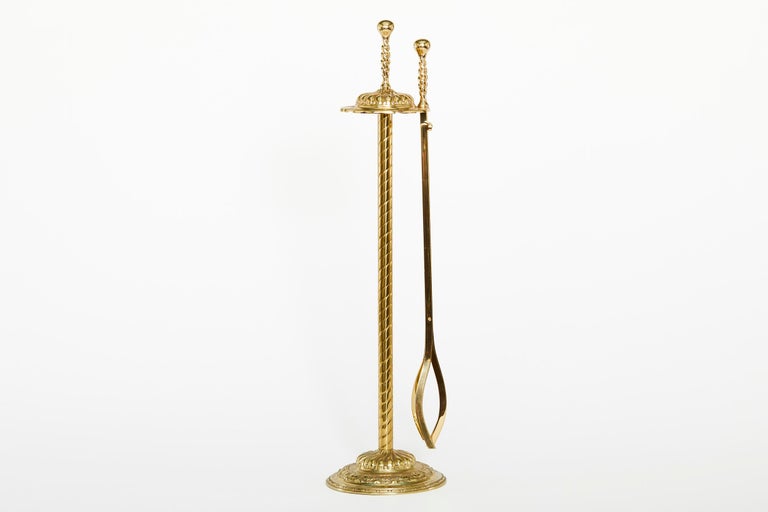 Gilt Set Solid Brass Fire Tool / Stand at 1stDibs