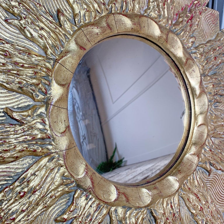 Gilt Wood Sunburst Mirror, France, 1960's For Sale at 1stDibs