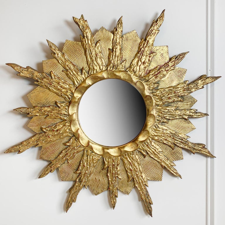 Gilt Wood Sunburst Mirror, France, 1960's For Sale at 1stDibs