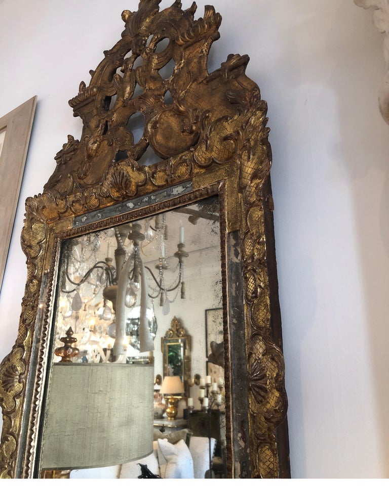 Gilded Antique Rococo Mirror with Detachable Figure at 1stDibs
