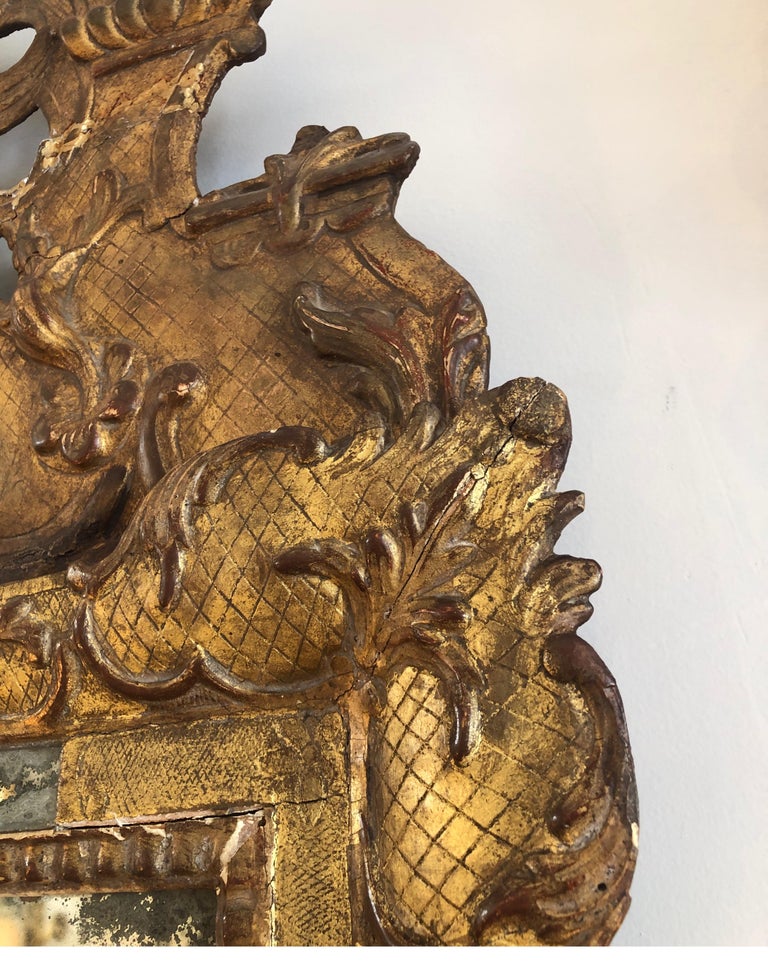 Gilded Antique Rococo Mirror with Detachable Figure at 1stDibs