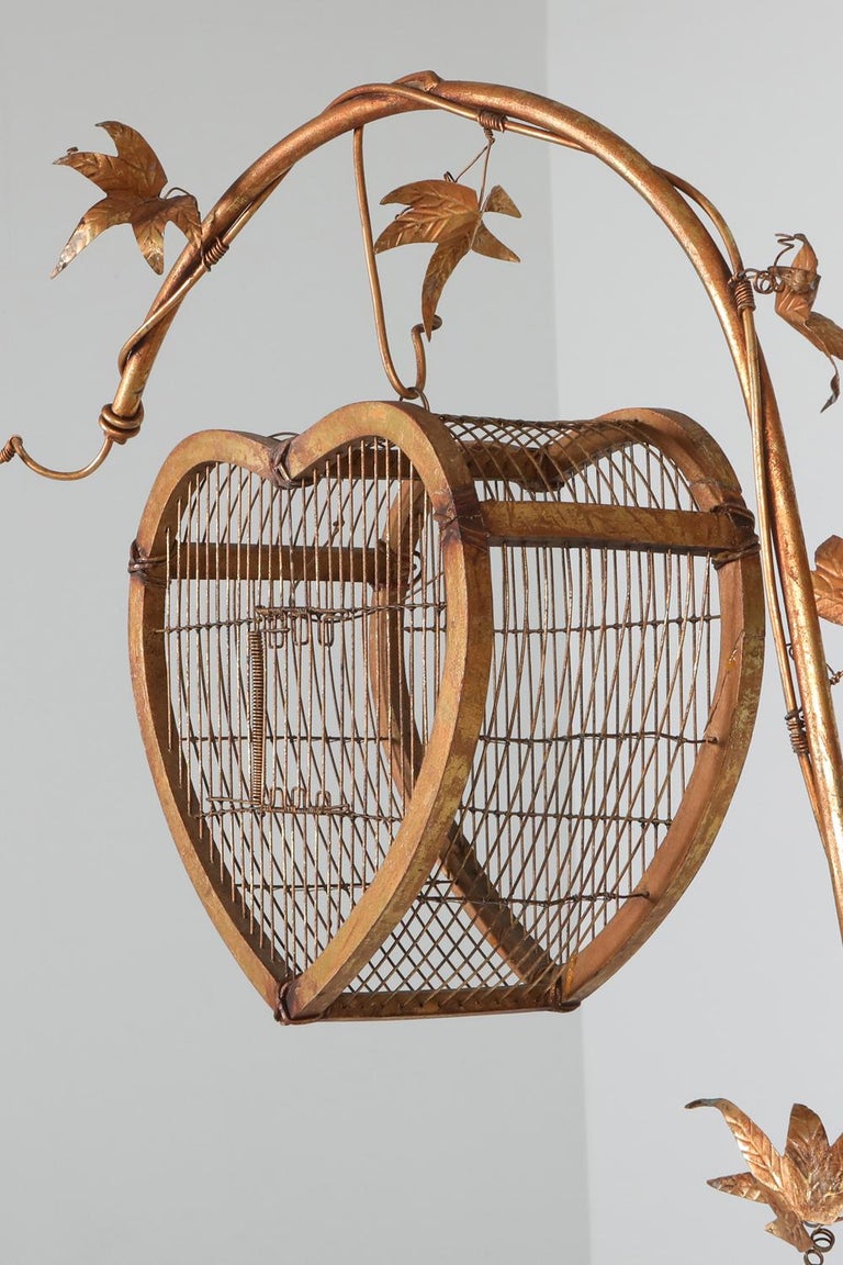 Gilt Metal Pair of Birdcage Stands For Sale at 1stDibs